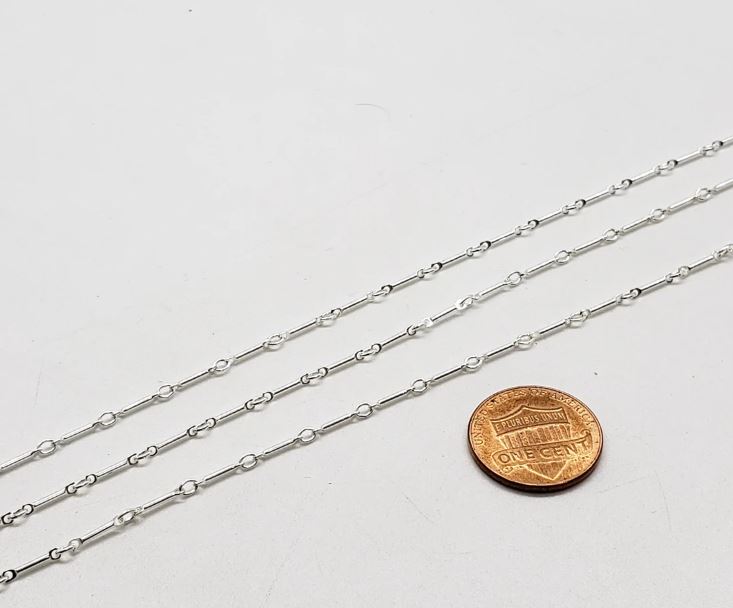 Sterling Silver Bar Chain. 0.9mm x 8.2mm - InTheWorksBeads