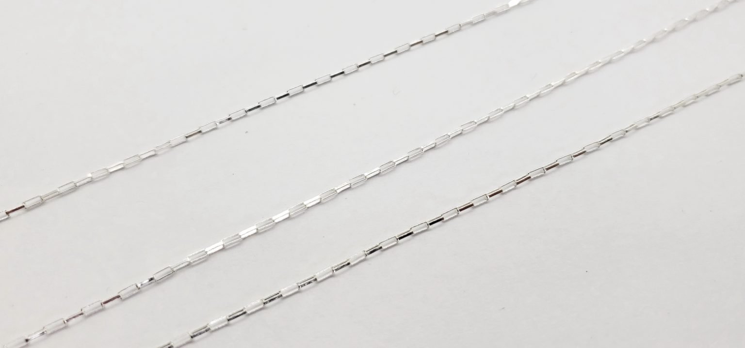 Sterling Silver Elongated Box Chain 1.3mm x 3mm - InTheWorksBeads