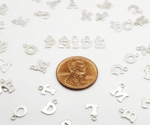Sterling Silver Alphabet Letter Charm, 5mm x 8mm, 1 Piece - InTheWorksBeads